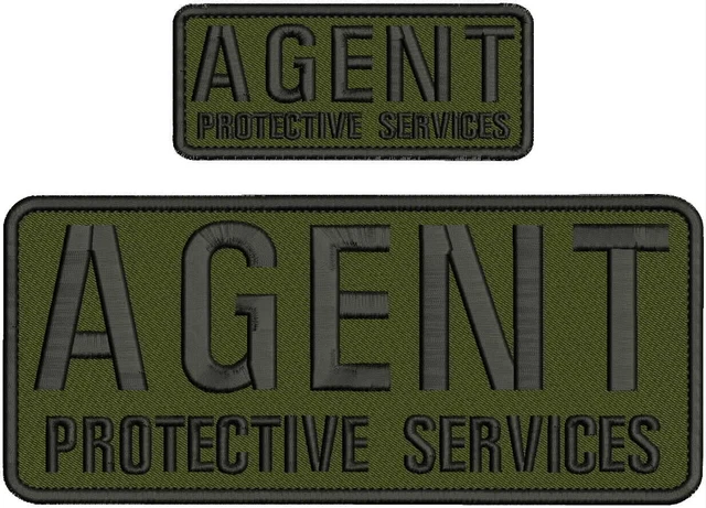 AGENT P S EMB PATCH 4x10 & 2X5 VELCR@ ON BACK BLACK BLACK ON OD GREEN ...