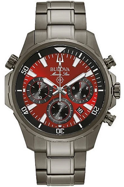 MEN'S BULOVA MARINE Star Red Dial Chronograph Watch 98B350 EUR 377,76 ...