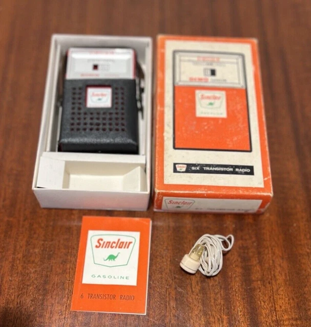 VINTAGE SINCLAIR 6 Transistor Radio Red Dino Supreme # 8528 Untested W ...