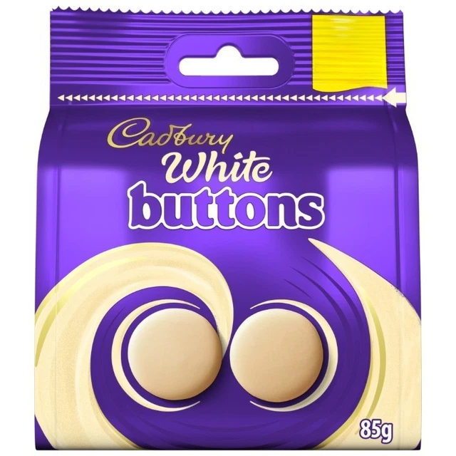CADBURY WHITE CHOCOLATE Buttons Bags 10, 20 or 30 x 85g Creamy Bulk ...