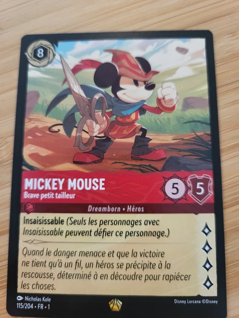 CARTE DISNEY LORCANA Chapitre1 Legendaire Mickey Brave Petit Tailleur ...