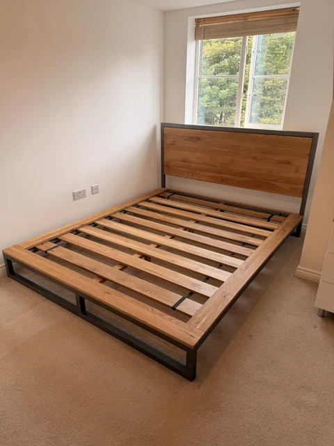 RUSTIC OAK & Steel King Size Bed Frame - Made by JB Global. Excellent ...