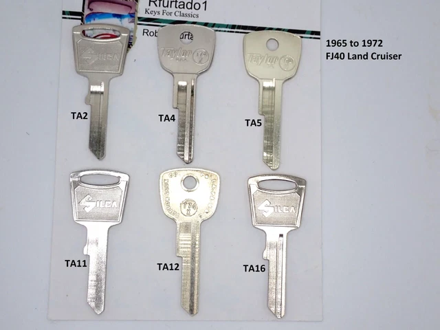 KEY BLANK FOR Vintage Toyota FJ40 Land Cruiser 1965 to 1972 (see Code ...