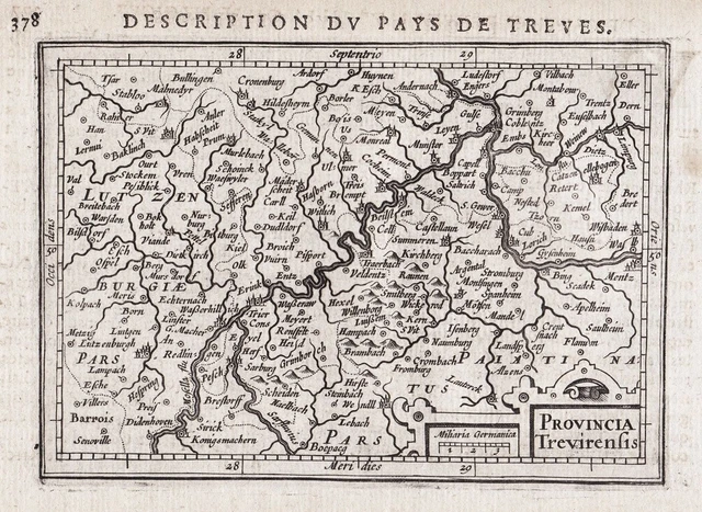 TRIER RHEINLAND-PFALZ KOBLENZ Luxemburg Luxembourg map Karte Bertius ...