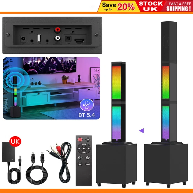RGB BLUETOOTH TOWER Speakers Detachable Sound Bar Subwoofer TV PC ...