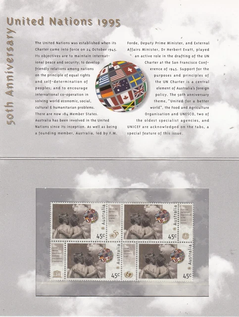 AUSTRALIA - 1995 50th Anniversary of the United Nations Stamp Pack [ASP ...