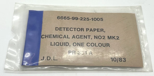 BRITISH MILITARY NBC Detector Paper, No.2, Mk2 Liquid, One Colour ...