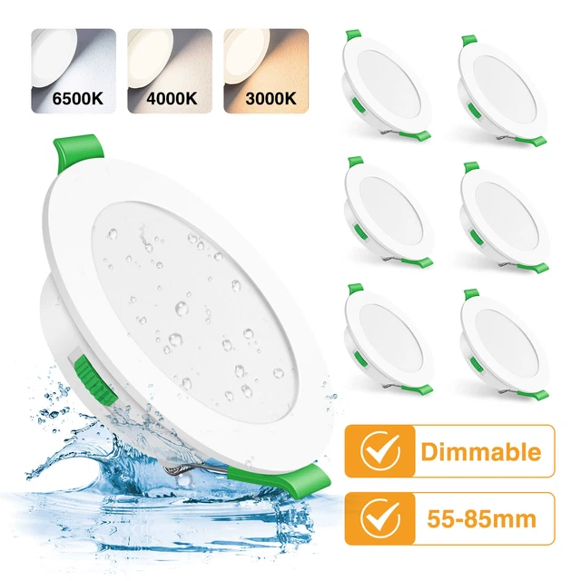 6PACK IP65 ULTRA Slim LED Ceiling Spot Light Dimmable 3CCT Recessed ...