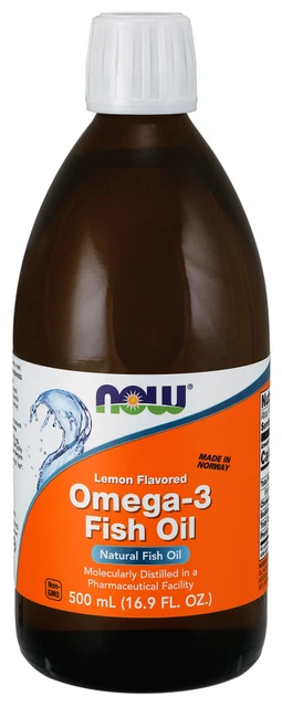 NOW FOODS OMEGA 3 Fish Oil Liquid Lemon Flavour 500ml | Heart ...