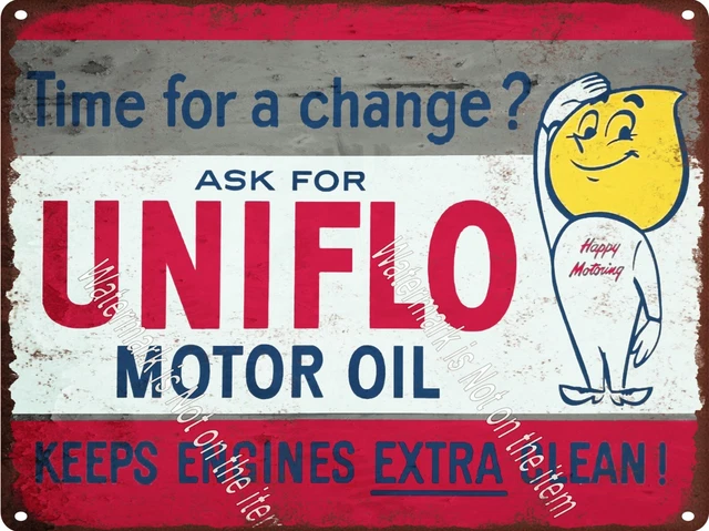 UNIFLO MOTOR OIL Gas fuel pump Esso service station Metal Sign 9x12 ...
