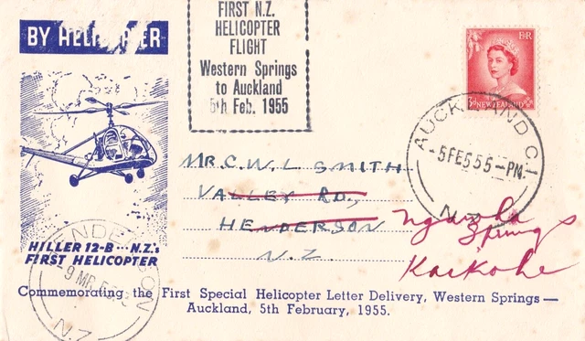 NEW ZEALAND : First Helicopter Mail Flight Cover Western Springs ...