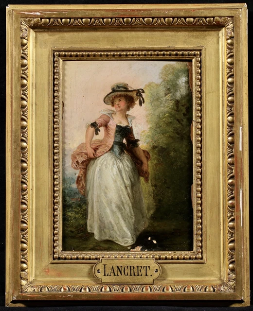 18TH CENTURY FRENCH OLD MASTER OIL ON PANEL - YOUNG GIRL LANDSCAPE ...