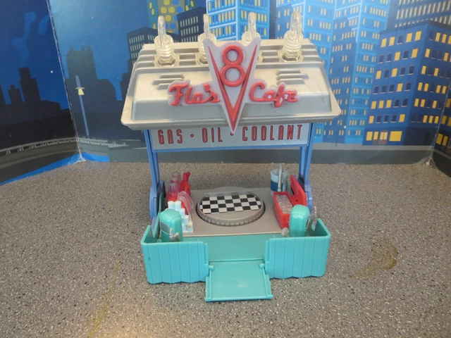 FLOS V8 CAFE Store Front Fold Up Mini Adventures Pixar Cars Clean $12. ...