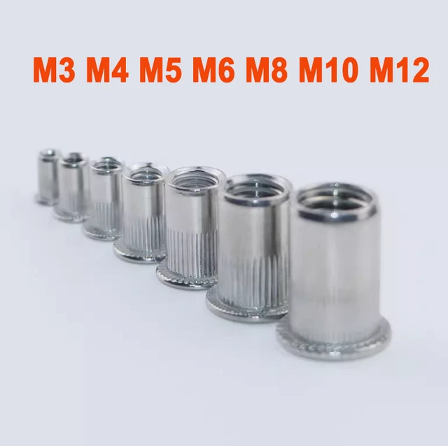 FLAT HEAD THREADED Binding Rivet Nut Insert Rivnut Nutsert M3 M4 M5 M6 ...