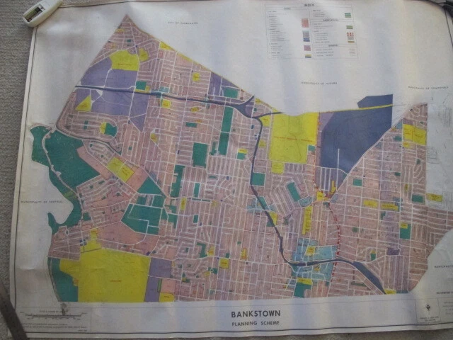 VINTAGE 1969 LARGE Planning Scheme Map Sheet 1 - Bankstown NSW ...