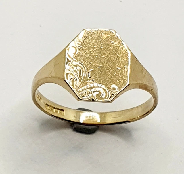 9CT YELLOW GOLD Fancy Shape Signet ring size T £110.00 - PicClick UK