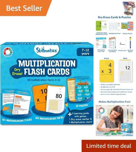 INTERACTIVE MULTIPLICATION FLASH Cards Set with Dry-Erase Marker - 2nd ...
