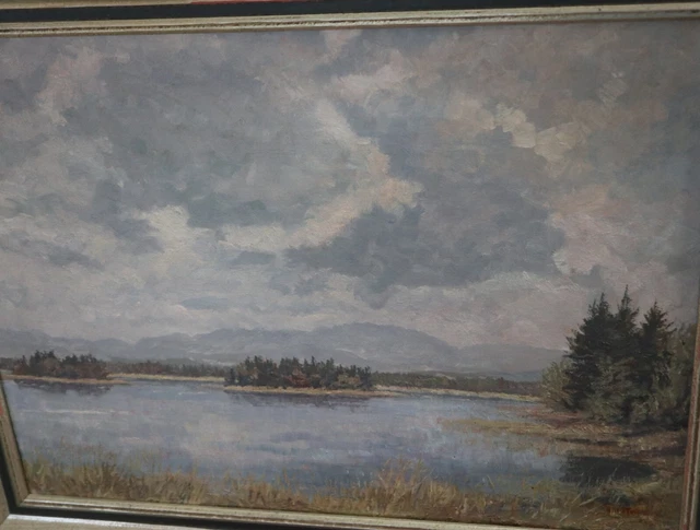 SCHÖNES SEE LANDSCHAFTSGEMÄLDE, Öl auf Leinwand, signiert, 80 x 59 cm EUR 36,50 - PicClick DE