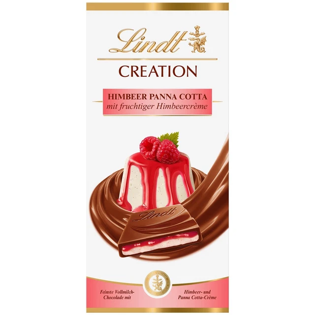 LINDT CREATION RASPBERRY PANNA COTTA MILK CHOCOLATE BAR (150g) IMPORT ...