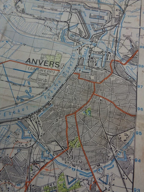 WW2 BRITISH ARMY map of ANTWERP (VITAL DEEP WATER PORT) + THE SCHELDT ...