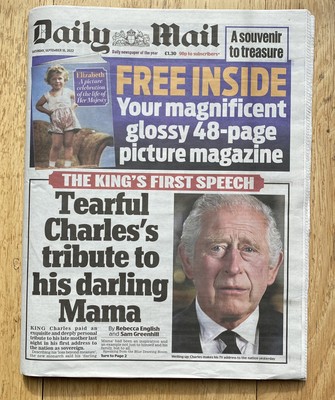 DAILY MAIL NEWSPAPER - 10th September 2022 - Death of Queen Elizabeth ...