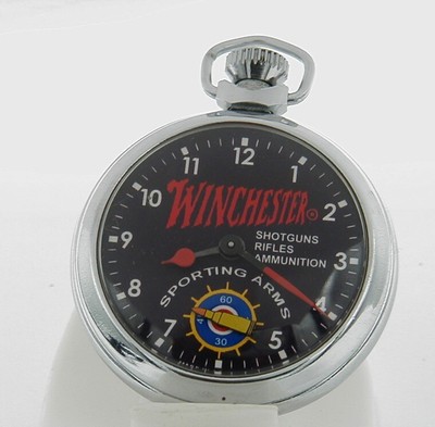 WINCHESTER ADVERTISING POCKET Watch Sweep Hand Bullet Rotates 1954 £309 ...