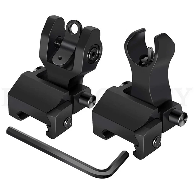 ALUMINUM FLIP UP Iron Sight Mil-Spec Rear and Front Backup Sights Fit ...