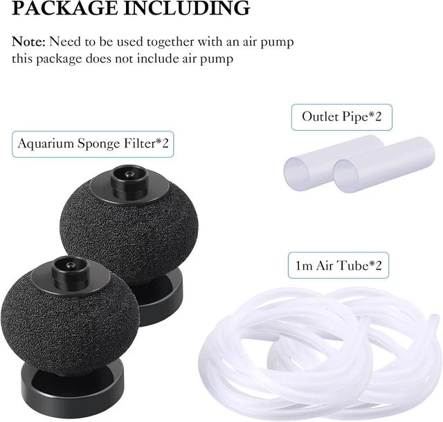 2PCS ROUND AQUARIUM Bio Sponge Filter: Large Air-Powered Fish Tank ...