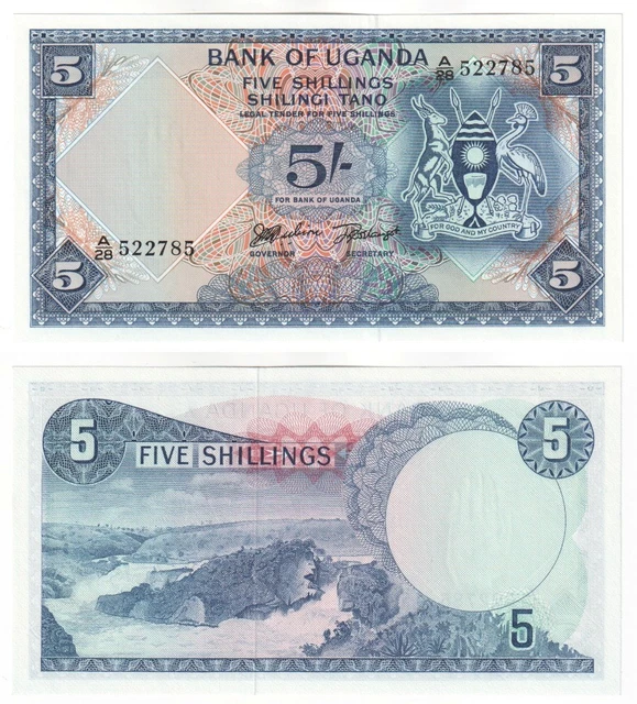 UGANDA 5 SHILLINGS Banknote (1966) P.1 - UNC £16.50 - PicClick UK