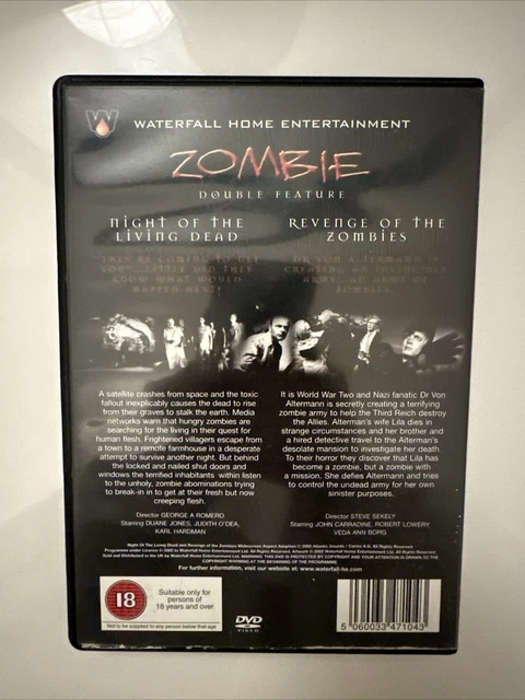 ZOMBIE, DOUBLE FEATURE DVD (Night Of The Living Dead, Revenge Of The ...