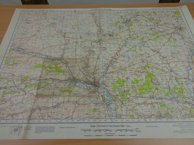 WW2 WAR OFFICE Map "SALISBURY & BULFORD" + Operational Markings (re ...