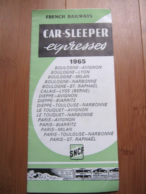 FRENCH RAILWAYS CAR Sleeper Timetable Leaflet 1965 Trains France Times ...