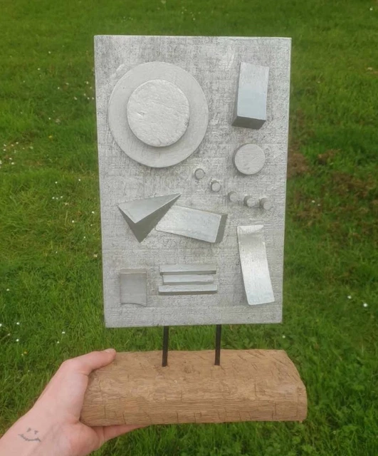 LARGE BRITISH ABSTRACT Cubist Brutalist Modern Wooden Sculpture Face ...