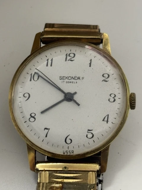 VINTAGE RETRO USSR SEKONDA Raketa Watch Factory 17 Jewels Date All ...