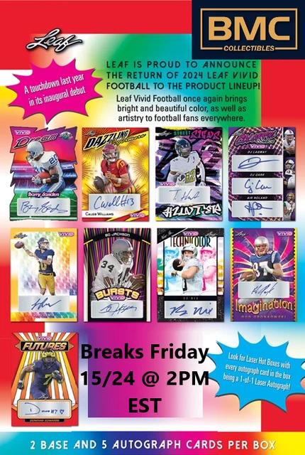 JIMMY HORN JR 2024 Leaf Vivid Football 10 Box 1x Case Break #2 EUR 0,91 ...