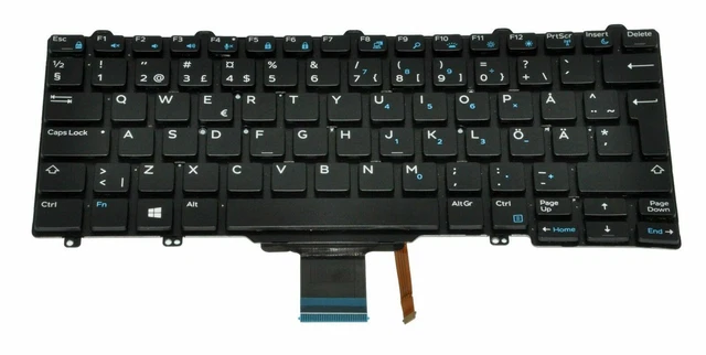 DELL LATITUDE E5250 E7250 SWEDISH FINNISH QWERTY Backlit Keyboard WVFRG ...