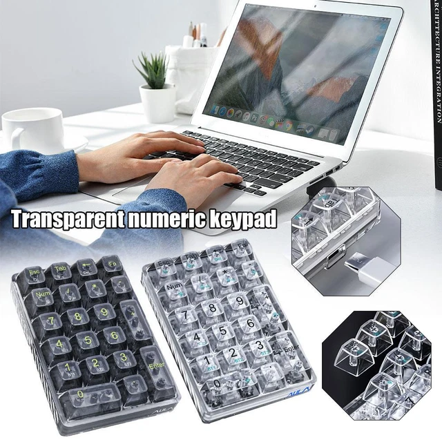 TRANSPARENT NUMERIC KEYPAD 21Key RGB Backlit BT Wireless Mechanical ...