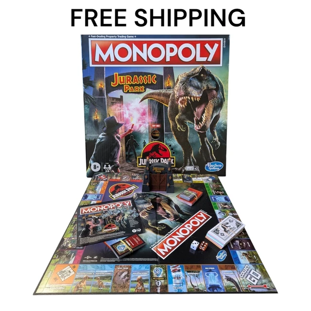 HASBRO GAMING MONOPOLY: Jurassic Park Edition Board Game 100% COMPLETE ...