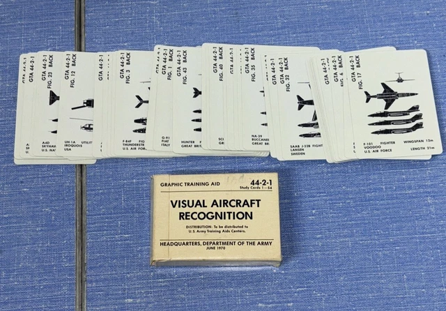 1970 US ARMY Visual Aircraft Recognition Training Card Set Of 54 Cards ...