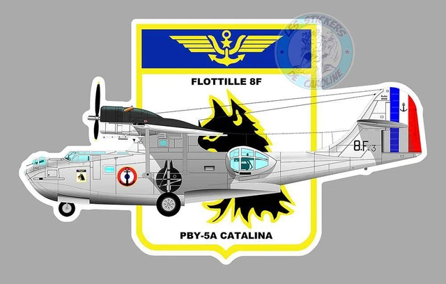 AUTOCOLLANT AVION PBY-5 Catalina Aeronavale Flottille 8F 28F Indochine ...