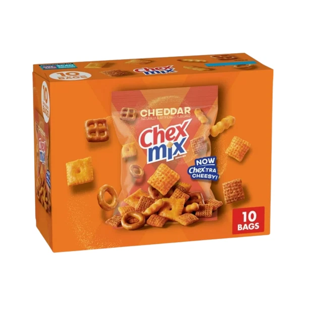 CHEX MIX SNACK Mix, Cheddar Snack Mix, 1.75 oz each, 10 Count $38.31 ...