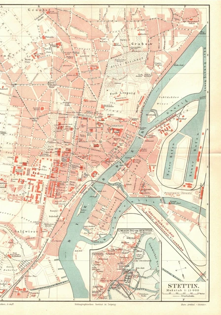 STETTINO, ANTICA MAPPA storica con registro, litografia 1900 (L99) EUR 11,50 - PicClick IT