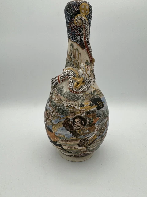 SATSUMA VASE SAMURAI Meiji Pottery Japon Battle dragon EUR 235,00 ...