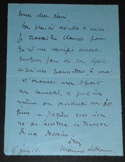 MAURICE LEBLANC LETTRE Autographe Signee Adressee A Louis Fabulet 15 ... MAURICE LEBLANC LETTRE Autographe Signee Adressee A Louis Fabulet 15 ...