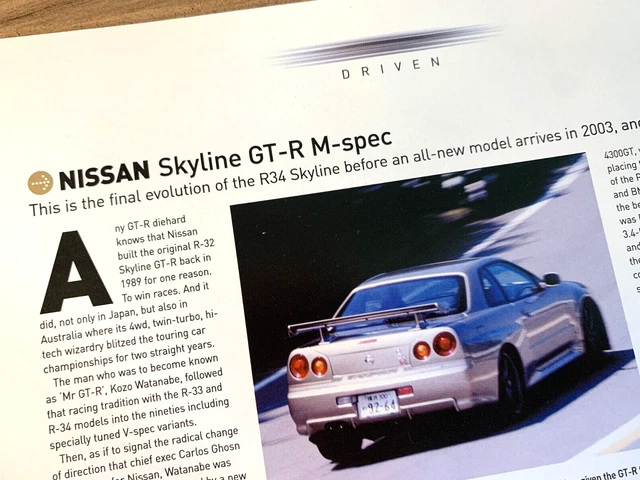 NISSAN SKYLINE GT-R M Spec Gtr Frameable Original Car Magazine Road ...
