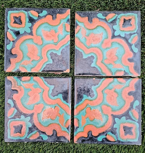 ANTIQUE CALIFORNIA POTTERY Spanish Revival Tile Loose Red Clay Tile Set ...