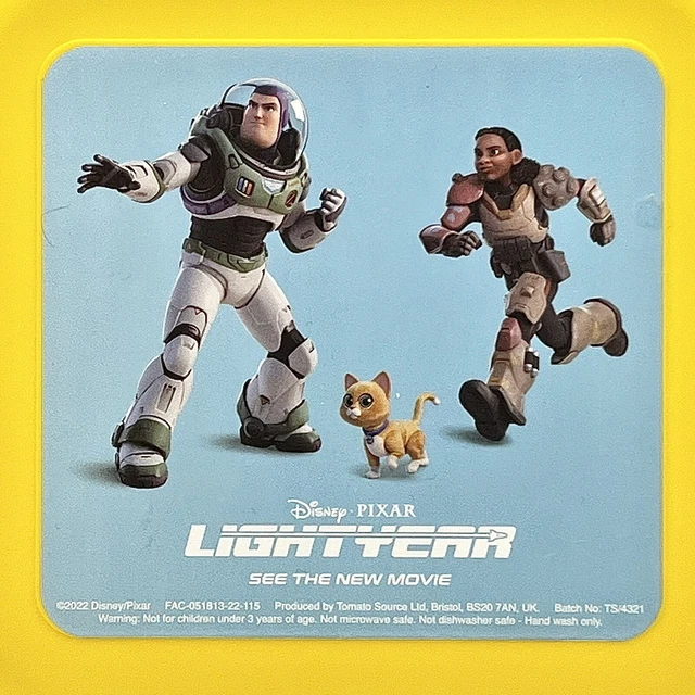 DISNEY PIXAR BUZZ Lightyear Children’s Yellow Sandwich Box / Lunchbox ...