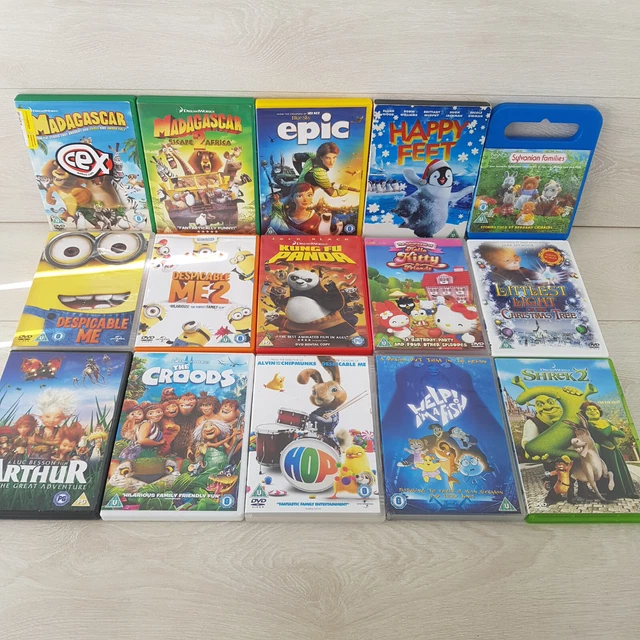 BUNDLE OF 15 DVDs Children Kids Cartoons Minions Croods Epic Shrek ...