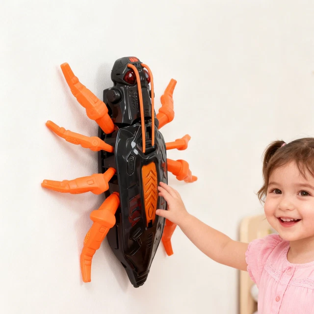 WALL CLIMBING RC Cockroach Toy Rechargeable With LED Eyes For Kids ...