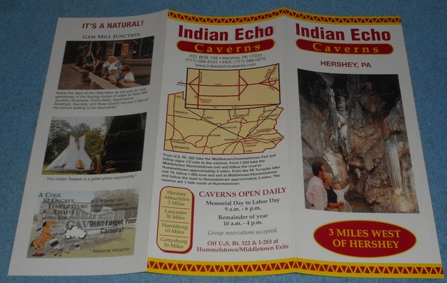 INDIAN ECHO CAVERNS Hershey Pennsylvania Travel Brochure £8.24 ...